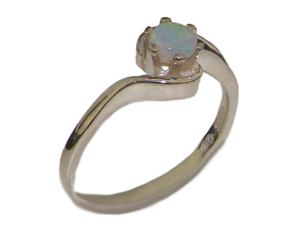 925 Sterling Silver Natural Opal Womens Solitaire Ring - Size 7.5