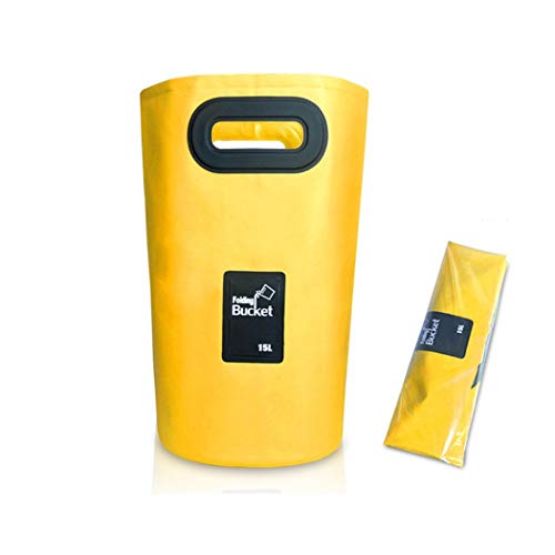 AINAAN Portable Folding Bucket- Great for Camping Traveling Hiking Fishing Boating Gardening(Yellow)