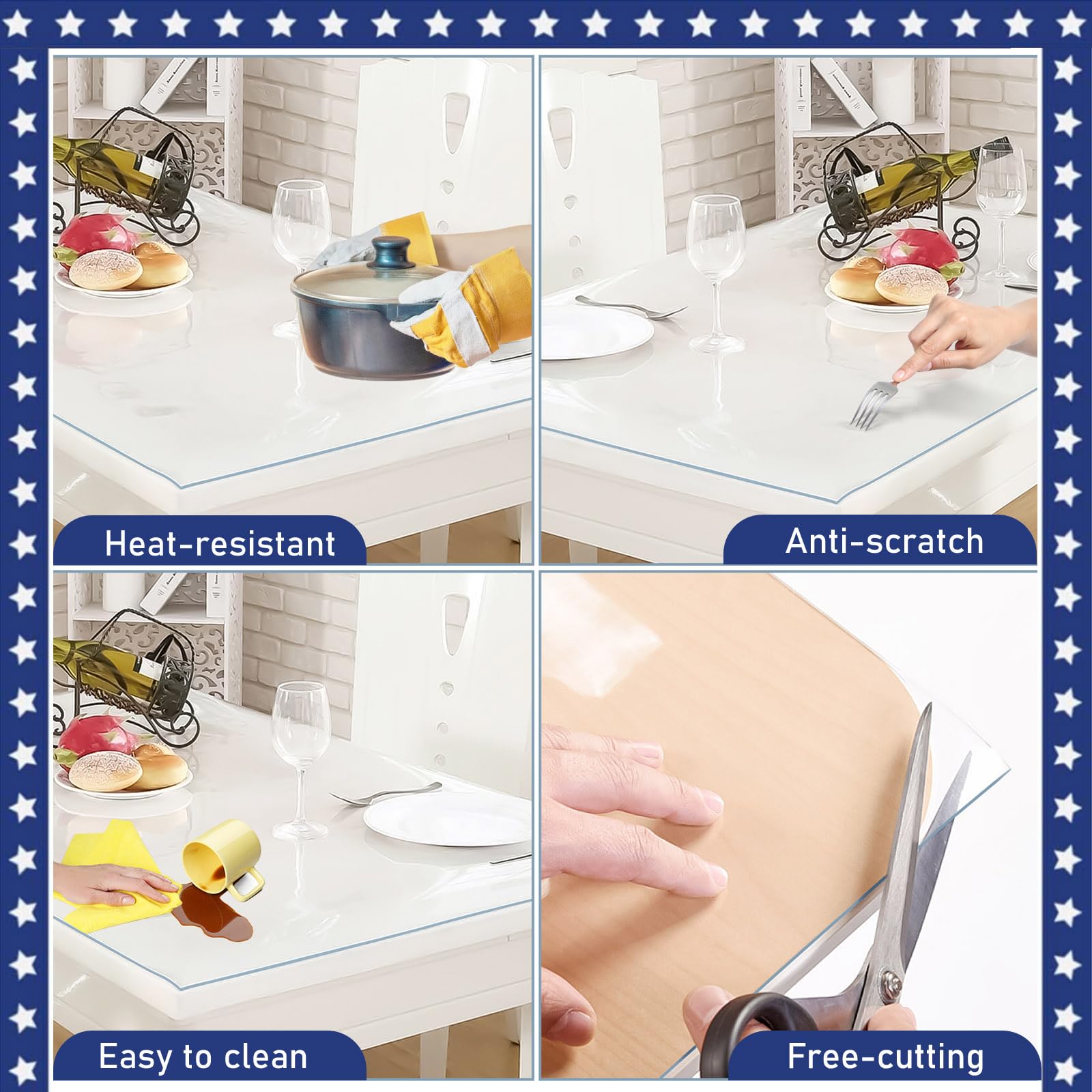 AEORUM Upgraded Clear Plastic Table Mat Dining Coffee Kitchen Table Cover Pad Thicken Desk Cover Protector 20 x 48 Inch Glass/Wooden Tabletop Protection Mat