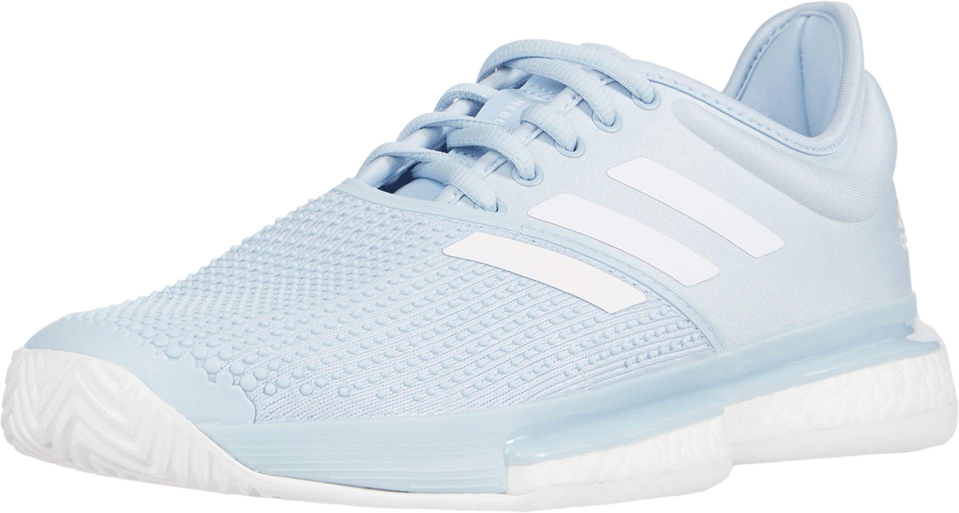 adidas Women's Solecourt Primeblue Tennis Shoe, Easy Blue/White/Easy Blue, 10 M US
