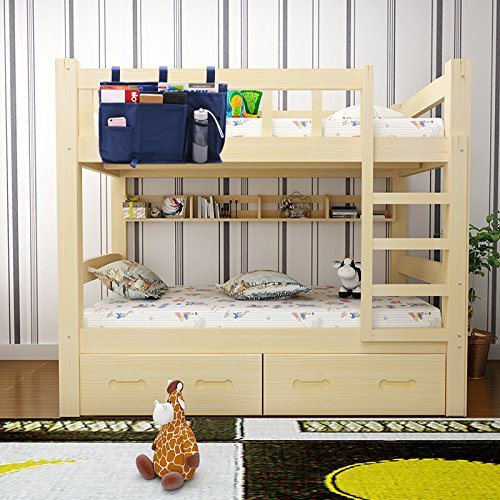 Bunk Bedside Caddy - Hanging Storage Organizer for Books, Phones, Tablets, Accessory and TV Remote - Best for Headboards, Bed Rails, Dorm Rooms, Bunk Beds, Apartments, Bathrooms & Travel (Blue)