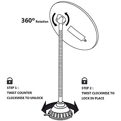 TOP4EVER Flexible 10X Magnifying Suction Mirror, Dimmable LED Lighted Vanity Mirror,Power Locking Suction Cup with Day Light and 360 Degree Swivel, Portable Vanity Mirror for Home Bathroom