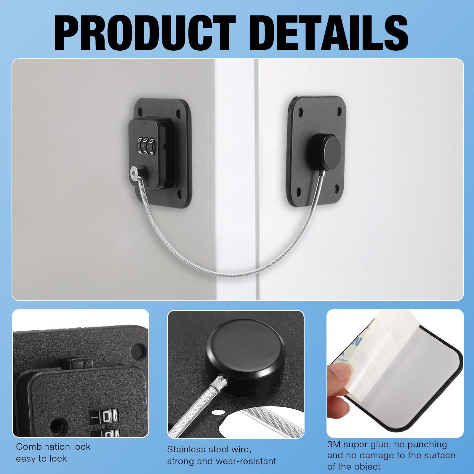 4 Pack Password Fridge Lock Child Safety Cabinet Locks with 2 Pcs Small Screwdriver Adhesive Pantry Lock for Kids Child Adults Drawers Freezer Windows Closets Cabinets Doors