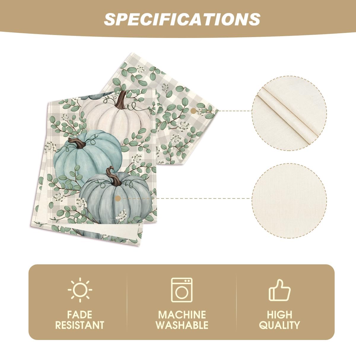 Artoid Mode Buffalo Plaid Pumpkins Leaves Eucalyptus Fall Table Runner, Autumn Thanksgiving Kitchen Dining Table Decoration for Home Party Decor 13x72 Inch