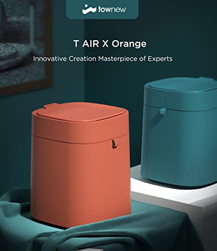 TOWNEW T Air X Orange Self Sealing Trash Can, 3.5 Gallon Automatic Garbage Can with Motion Sensor and Handle, Smart Trash Bin for Living Room Bedroom Kitchen Restroom, Orange