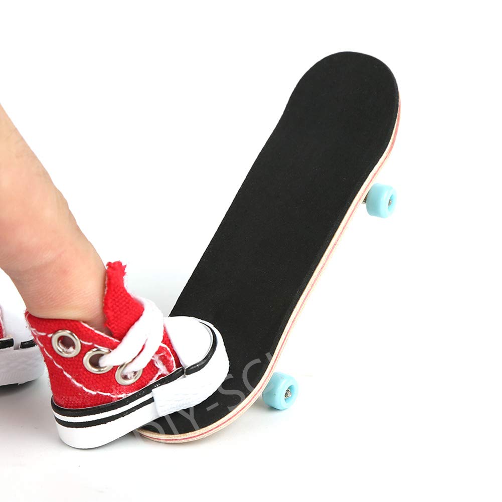 DIY-SCIENCE Mini Fingerboard Shoes, Mini Skateboard Finger Shoes for Finger Breakdance, Fingerboard, Doll Shoes, Used As Making Shoe Keychains and Tiny Sneakers (Red)