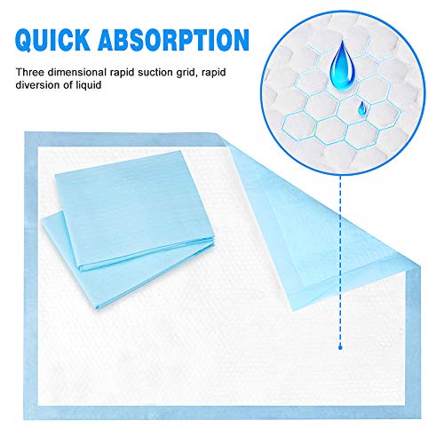 OBloved Disposable Underpads for Baby, 50 Pack(18×24 inch), Leak-Proof Breathable Incontinence Diaper Changing Pad, Heavy Absorbency, and Soft Cover for Bed (Blue)