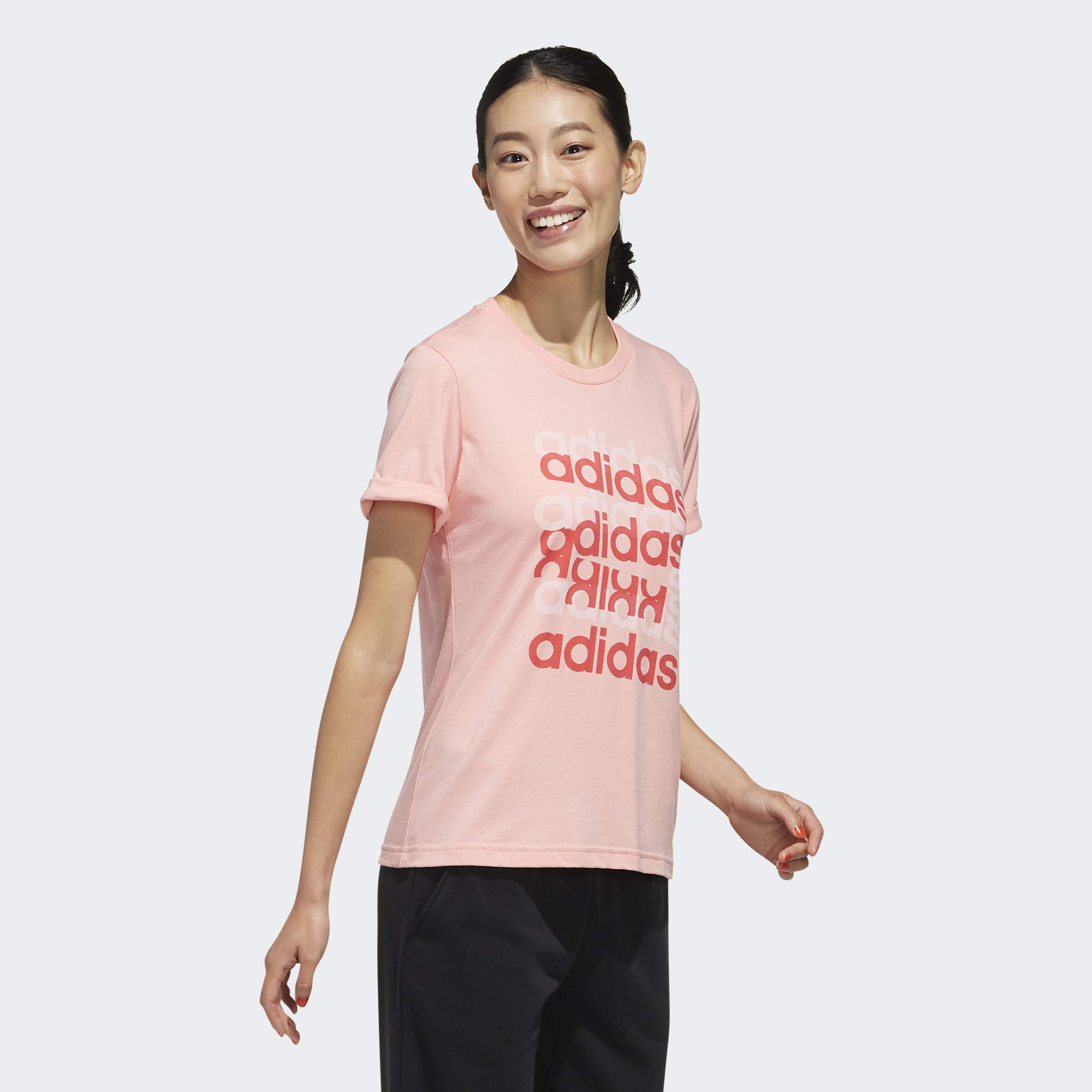 adidas Women's Big Graphic T-Shirt White/Purple Tint Small