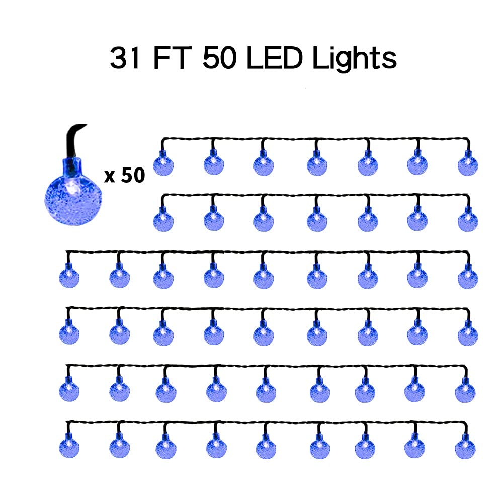 Lenreta 31FT 50LED Solar String Lights Outdoor 8 Modes Waterproof Solar Patio Lights Solar Lights Outdoor Decorative for Garden Yard Home Party Wedding Christmas Garden Solar Lights Patio Lights