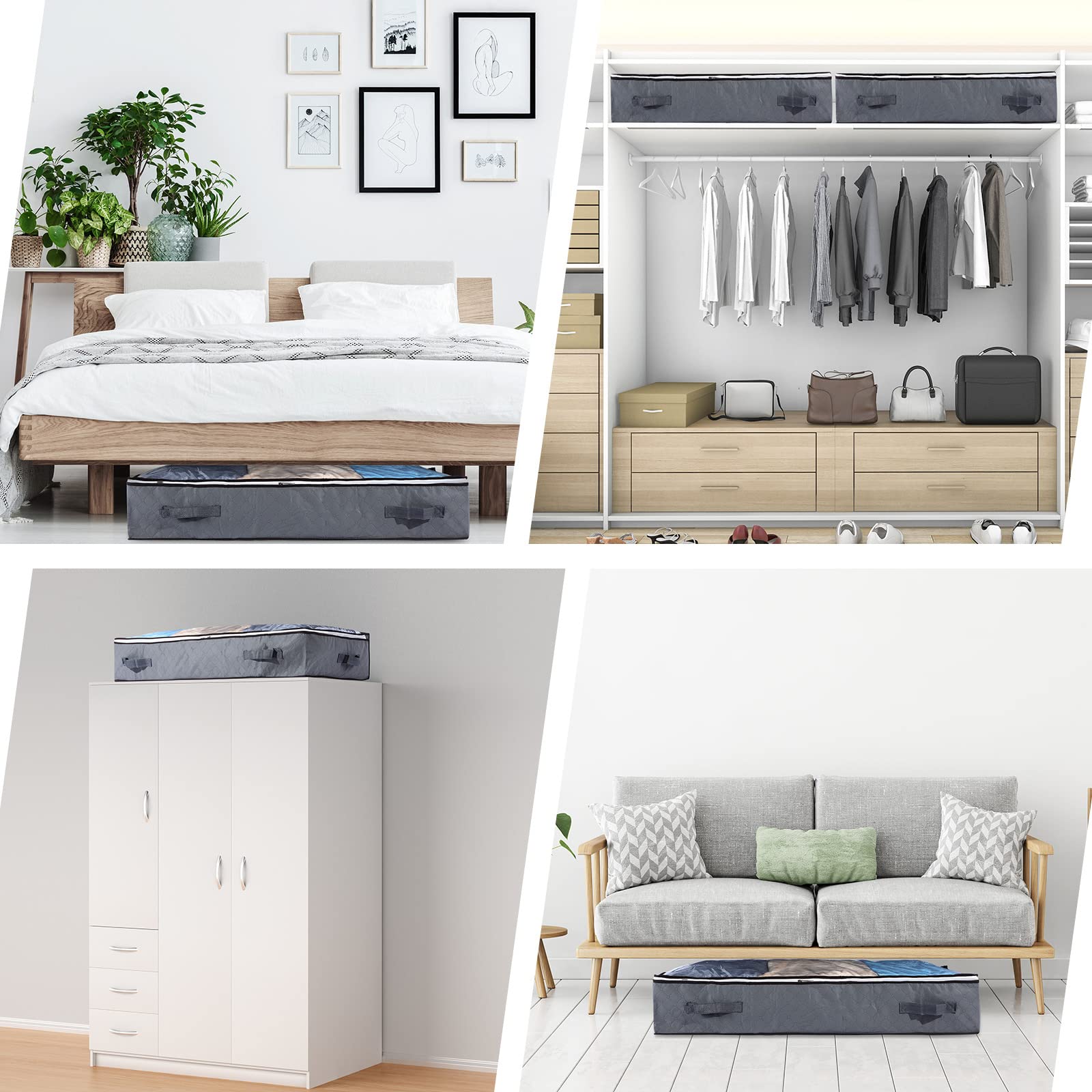 Berlune 10pcs Storage Boxes, 90L Under Bed Storage Containers, Large Clothes Storage Bags with Clear Window, Toy Organizers for Bed, Pillows, Blankets, Pets Supplies