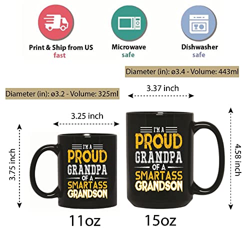 Fathers Day Gift for Proud Grandpa of Witty Smart Grandson 11oz 15oz Black Coffee Mug