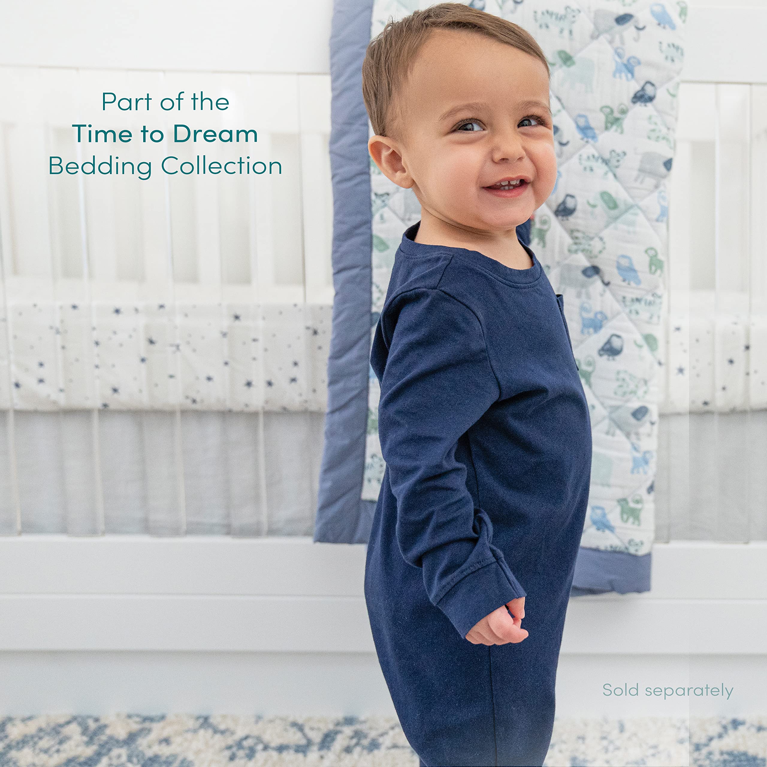 aden + anais Essentials 3-Piece Bedding Set and 2-Pack Poplin Crib Sheets, Time to Dream