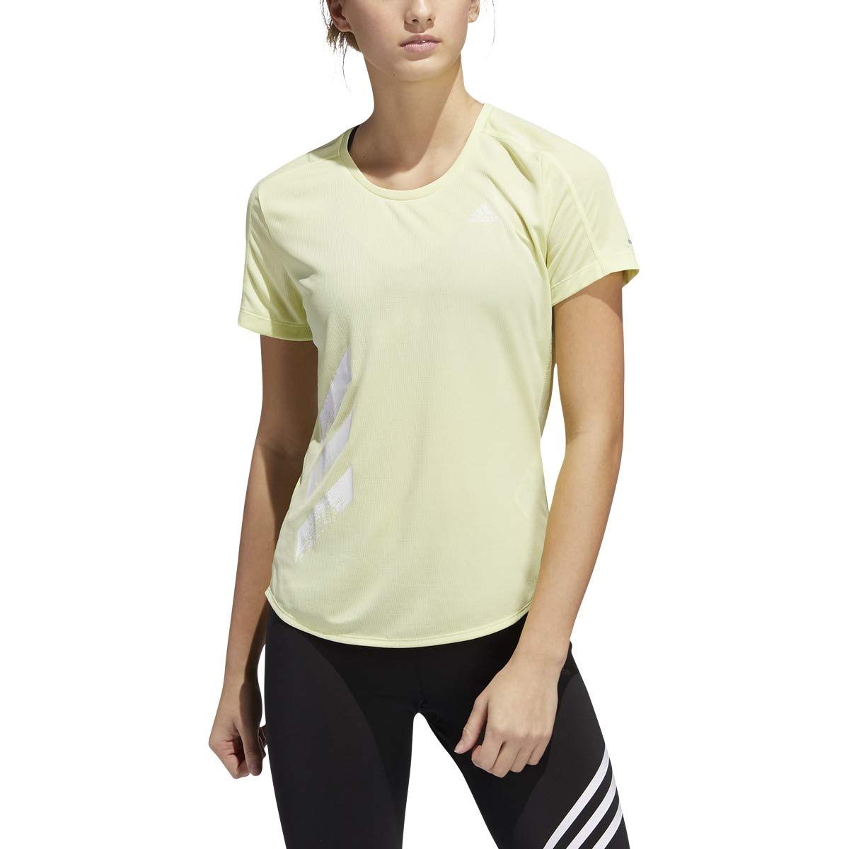 adidas womens 3-Stripes Personal Best Run It Tee Haze Coral Small