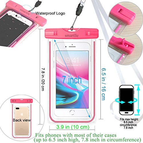 Waterproof Phone Pouch Holder, Smartlle Universal Waterproof Phone case, Dry Bag Underwater Snowproof for iPhone 13 12 11 Pro Max XR,XS, 8,7,6 Plus,SE, Galaxy S22/A/Note, LG,7β, Beach Water Pool Black