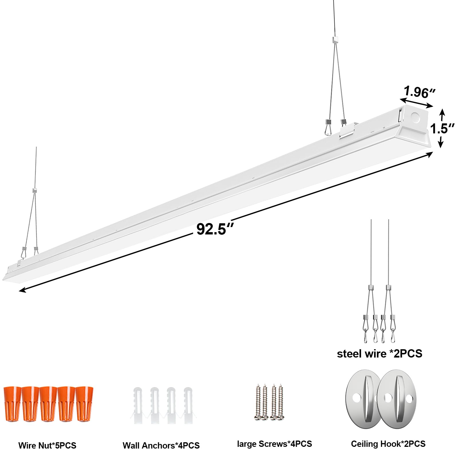 ANTLUX 8FT LED Shop Light Fixture, 110W LED Strip Light, 12200 LM, 5000K, 8 Foot LED Linear Lights, Linkable led Lighting for Garage Warehouse Workshop, Fluorescent Tube Replacement, 4 Pack