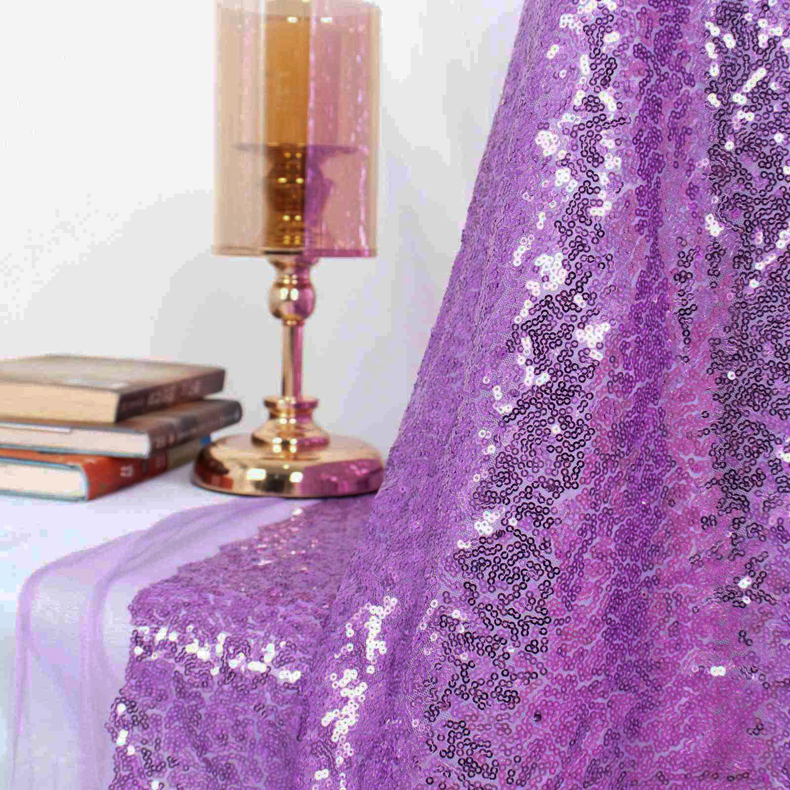 Partisout 3mm Sequin Fabric by The Yard Lavender Sequin Material Fabric Glitter Fabric Sparkly Fabric 3mm Fabric Polyester Fabric Out Door Sequin Fabric Perfet for DIY Party Wedding Holiday Christmas
