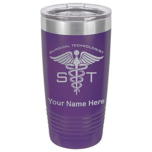 LaserGram 20oz Vacuum Insulated Tumbler Mug, ST Surgical Technologist, Personalized Engraving Included (Dark Purple)