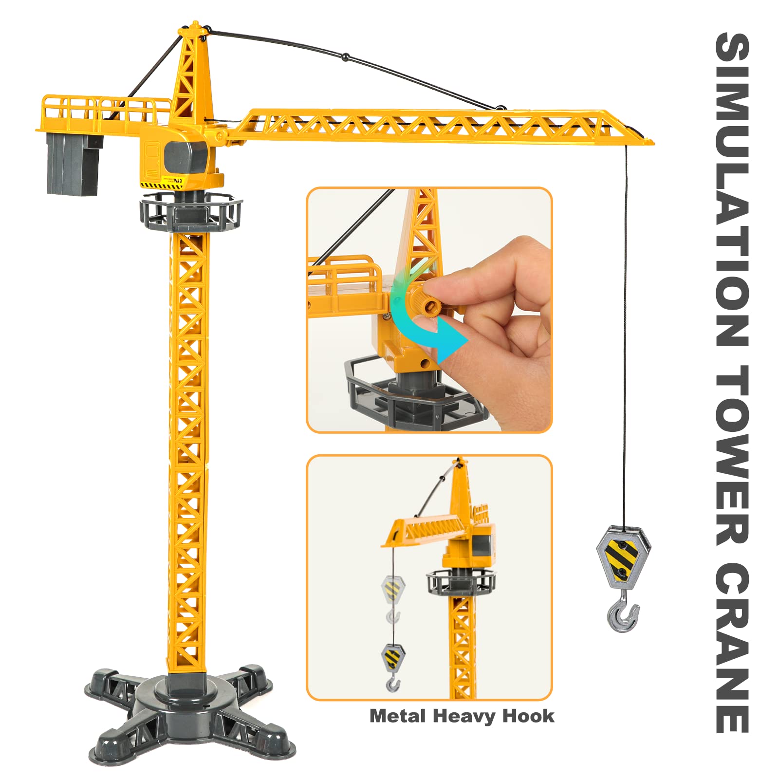 Construction Site Vehicles Toy Set, Kids Engineering Playset, Tractor, Excavator, Crane, Dump Trucks, Cement Mixer, Steamroller, Birthday Gift for 3 4 5 6 7 Year Old Toddlers Boys Children