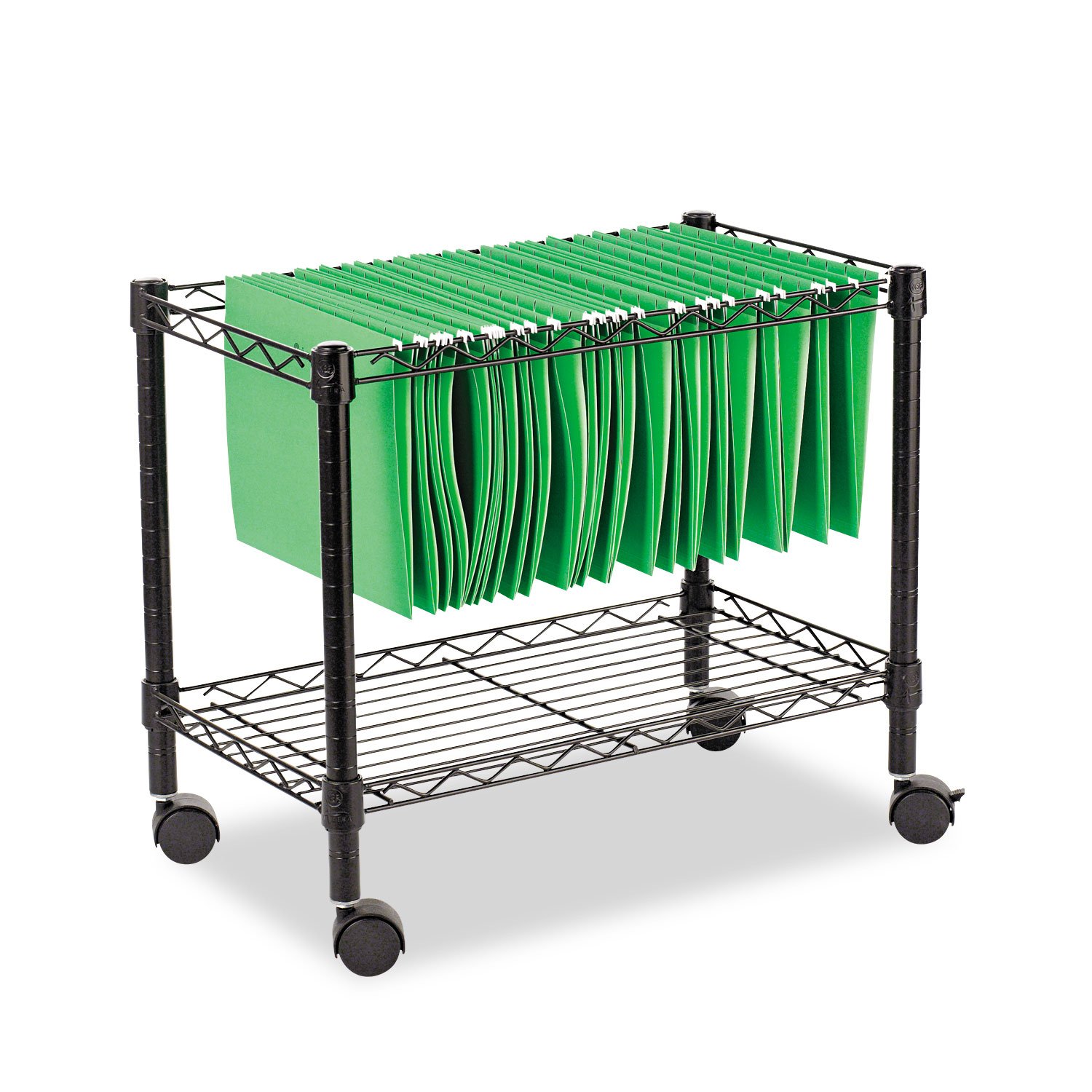 Alera FW601424BL Single-Tier Rolling File Cart, 24w X 14d X 21h, Black