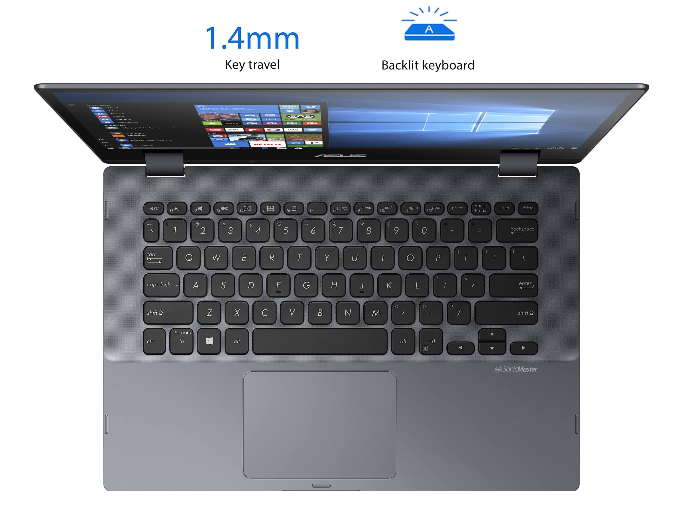 ASUS VivoBook Flip 14" Thin and Light 2-in-1 Touchscreen (4-Core Intel i5-10210U, 12GB RAM, 512GB PCIe SSD, Webcam, Stylus), Full HD Laptop, Backlit, Fingerprint, Wi-Fi 6, Windows 10 Pro (Renewed)