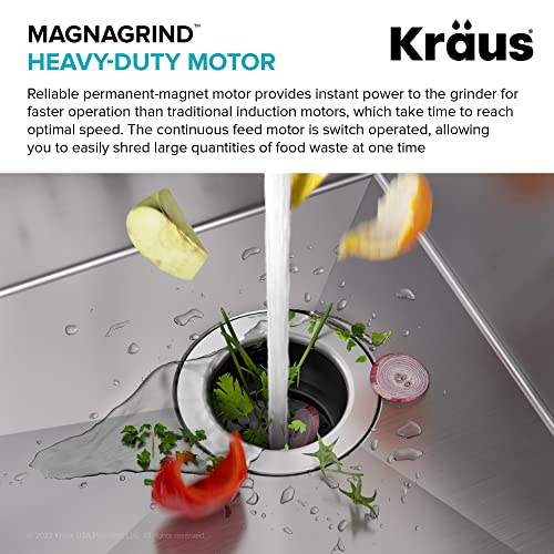 Kraus KGUW2-33MB-100-100, Bellucci Workstation 32 in. Undermount Granite Composite Single Bowl Kitchen Sink in Metallic Black with WasteGuard 1 HP Continuous Feed Garbage Disposal and Accessories