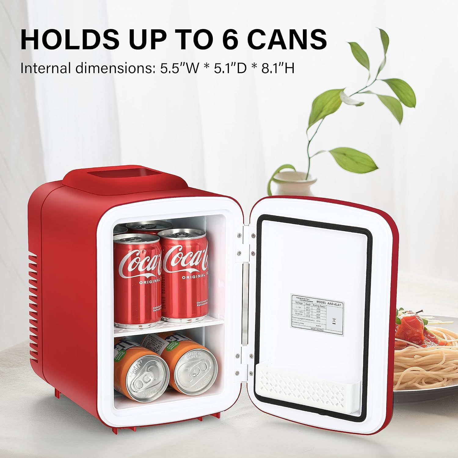 HealSmart Portable Mini Fridge, 4 Liter 6 Can Cooler and Warmer Compact Refrigerators 100% Freon-Free & Eco Friendly, 4L, Red