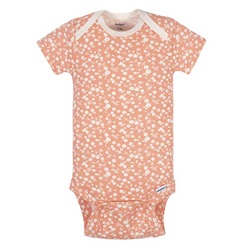 Grow by Gerber Baby Girls 5-Pack Short-Sleeve Onesies Bodysuits, Orange/Yellow/Green/Ivory, Newborn
