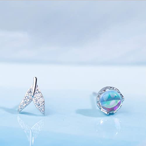 925 Sterling Silver Cute Tail Moonstone Personality Adjustable Ring Jewelry