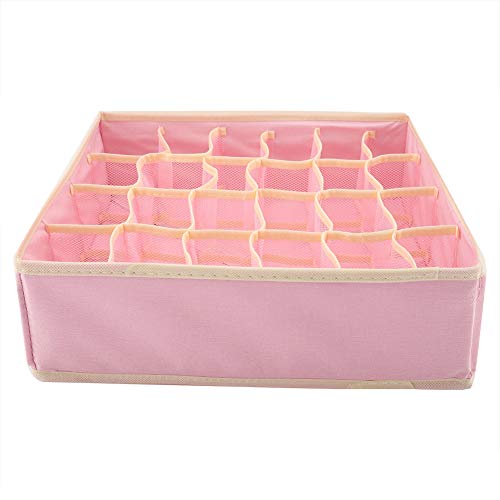 Bunny Kachu Sock Drawer Organizer, Durable Soft Nonwoven Fabric and Paper Board Container Grid Divider Design Storage Box for Household(Pink)