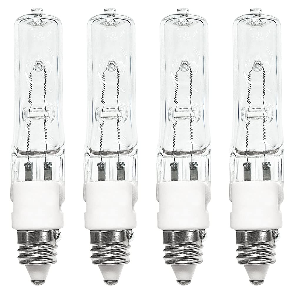 4vwin JDE11 T4 Halogen Bulb 120V 75W Dimmable Warm White 1050lm 2800K Clear for Chandeliers, Ceiling Fan, Table Lamps, Cabinet Lighting (4, 75W 120V)
