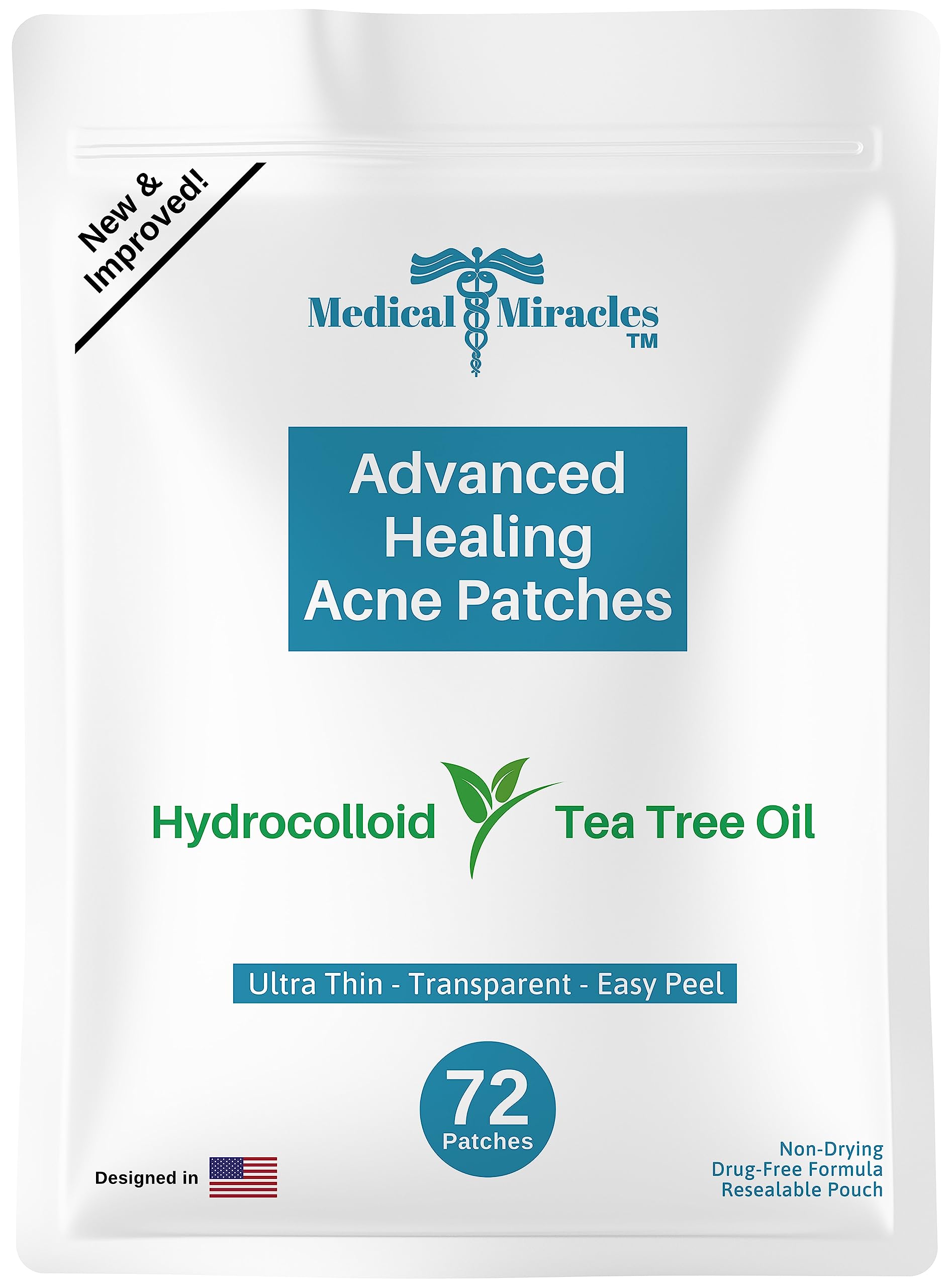 Maximum Strength Hydrocolloid Acne Remover Sticker Dots, 72 Pack | Face Healing Dot Treatment May Aid in Absorbing Zits, Pimples, Cystic Spots, Blemish Tea Tree Therapy Covers All Skin Types