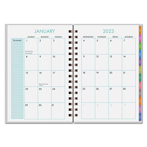 African American Expressions 2023 Dated Planners – Hardcover Weekly & Monthly Planner Celebrating Black Culture & History, 12 tabs, Twin-Wire Binding, Snap Button Closure – Too Blessed to be Stressed
