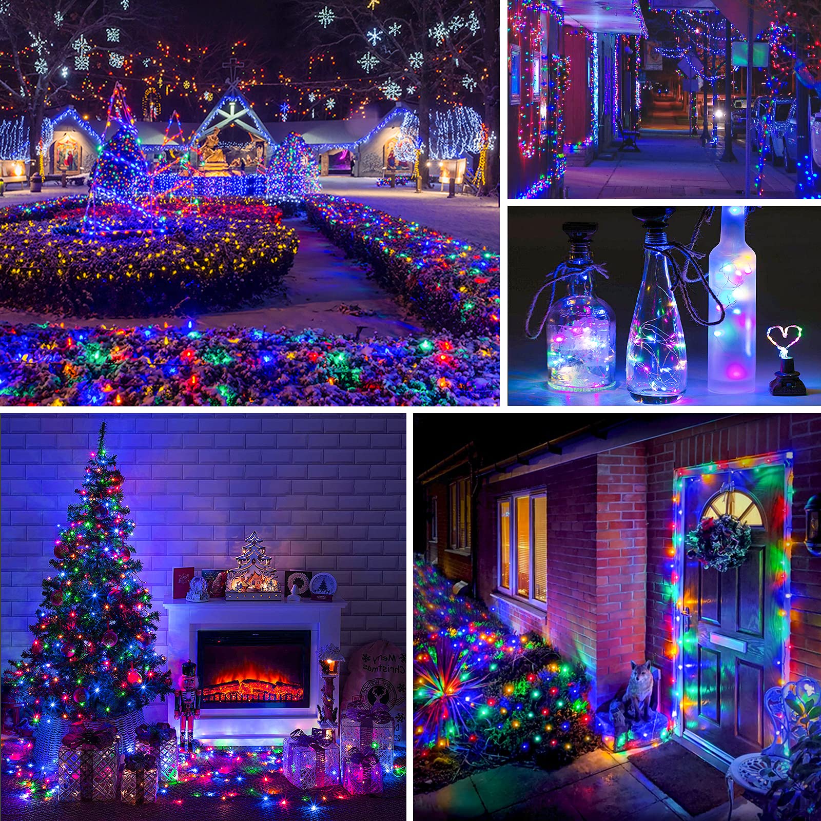 Solar String Lights Outdoor Extra-Long 288Ft 800 LED Super Bright Fairy Lights Waterproof 4-Pack Each 72FT 200 LED Solar Powered Halloween Christmas Lights with 8 Modes for Garden Wedding (Multicolor)