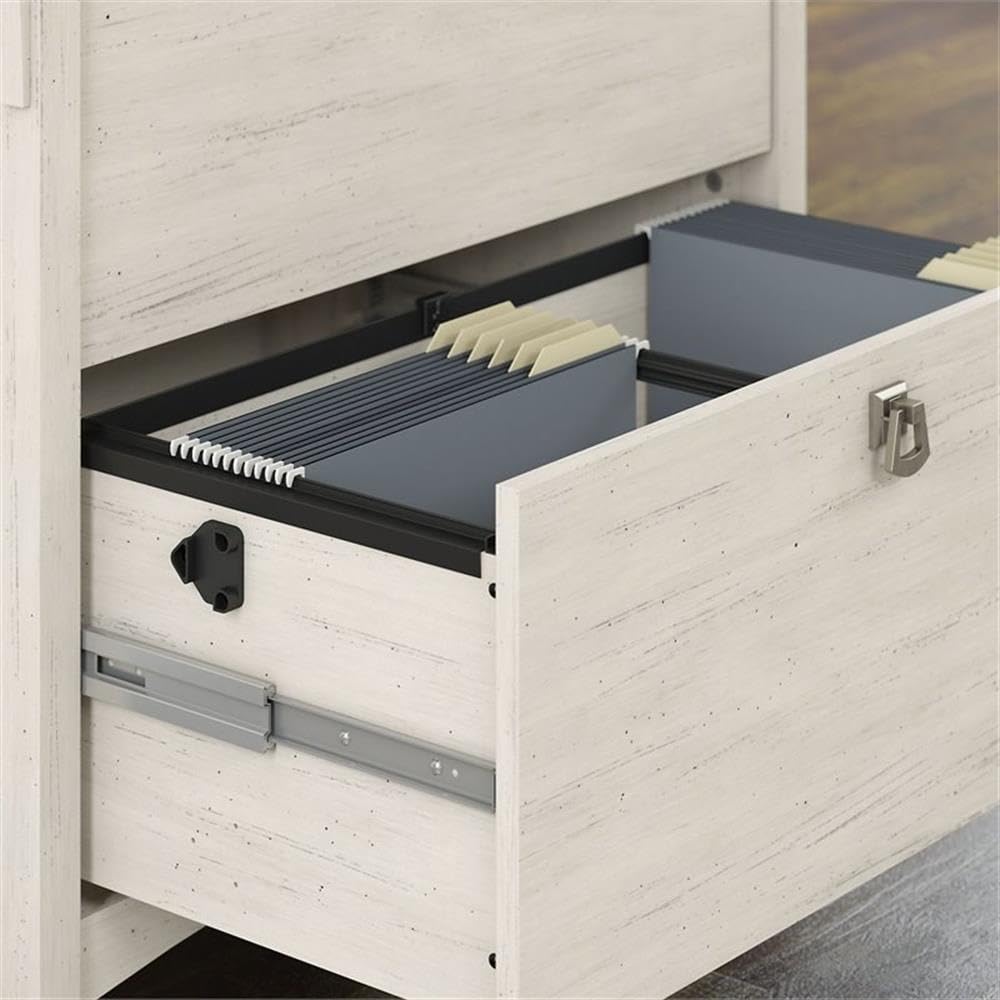 Bush Furniture Salinas 60W L Shaped Desk with Lateral File Cabinet and 5 Shelf Bookcase in Vintage Black