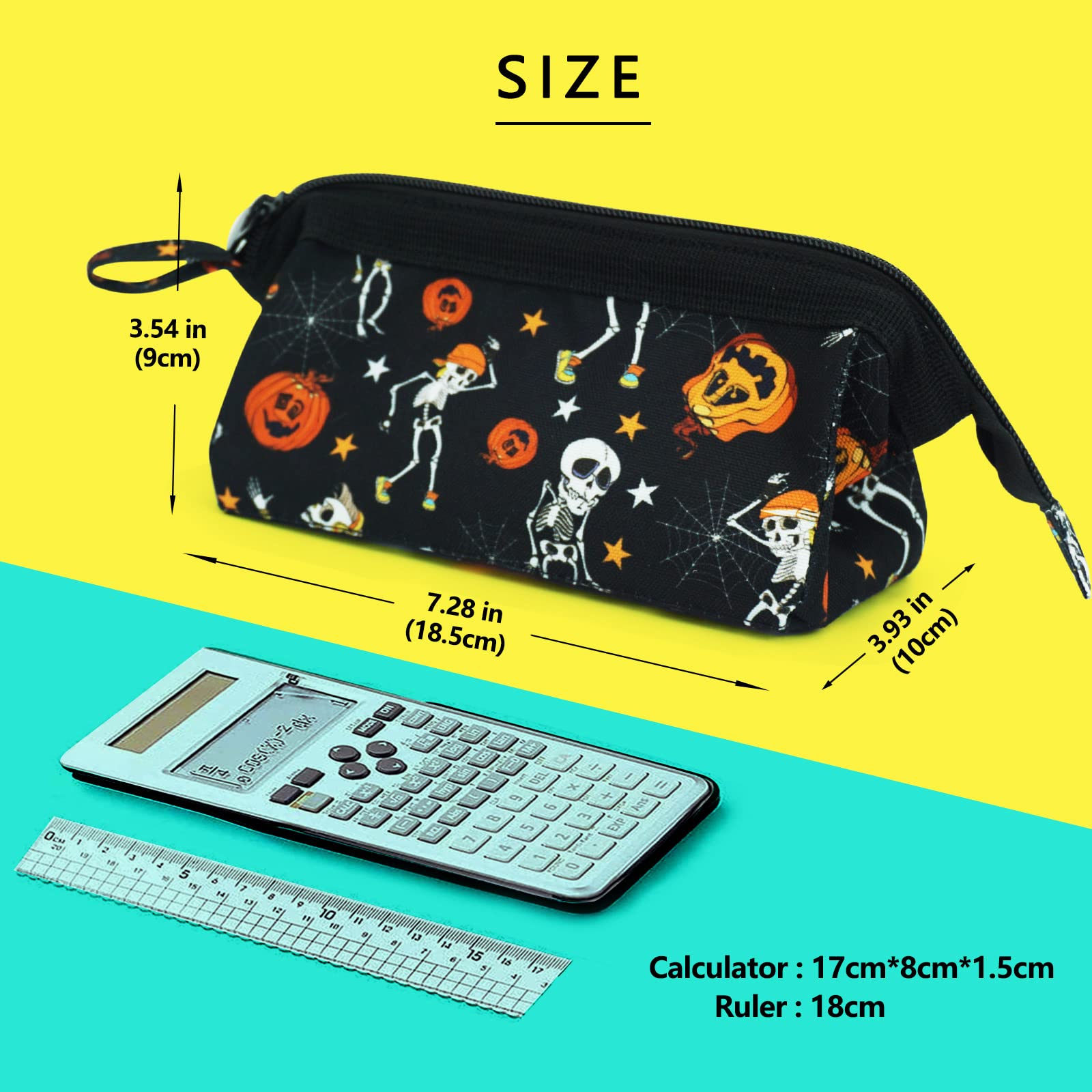 TYNGZEH Pencil Case Easy Grip Handle,Makeup Bag With Smooth Zipper, Halloween Multifunction Cosmetic Bag Durable Lightweight,Suitable For Boys, Girls And Adults