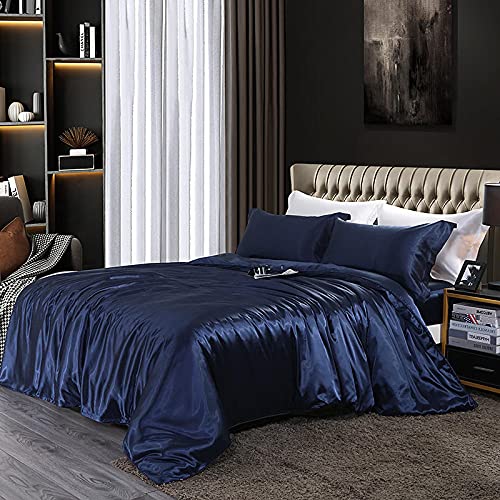 ENPAP Duvet Cover Set Bedding with Fitted Sheet and Pillowcases Silk Like Satin Bedding Sets Summer Quilt/Comforter Covers Luxury Soft Microfiber (Color : Gold, Size : Queen)