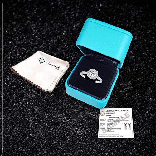 Certified 14K Gold Ring in Round Cut Moissanite Diamond (0.66 ct) Round Cut Natural Diamond (0.35 ct) With White/Yellow/Rose Gold Engagement Ring For Women