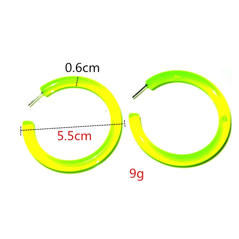 4 Pairs Candy Color Circle Round Hoop Earrings for Women Big Retro Star Heart Neon Earrings Stud Dangle Bright Fluorescence Exaggerated Statement jewelry (circle 4pairs transparent)
