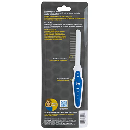 JW Pet GripSoft Cat Comb - Medium & Long Haired Cat Brush for Shedding & Tangle Removal