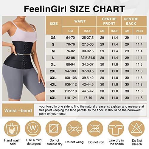 FeelinGirl Waist Trainer for Women Seamless Underbust Waist Corsets Cincher Adjustable Workout Girdle Segmented Hourglass Body Shaper Black L