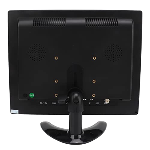 Akozon 12.1in TFT LED, 12.1in TFT LED Monitor with VGA HD Multimedia AV BNC USB DC Input Port Portable HD Color Screen Display with Speaker Remote Control 100‑240V(US Plug)
