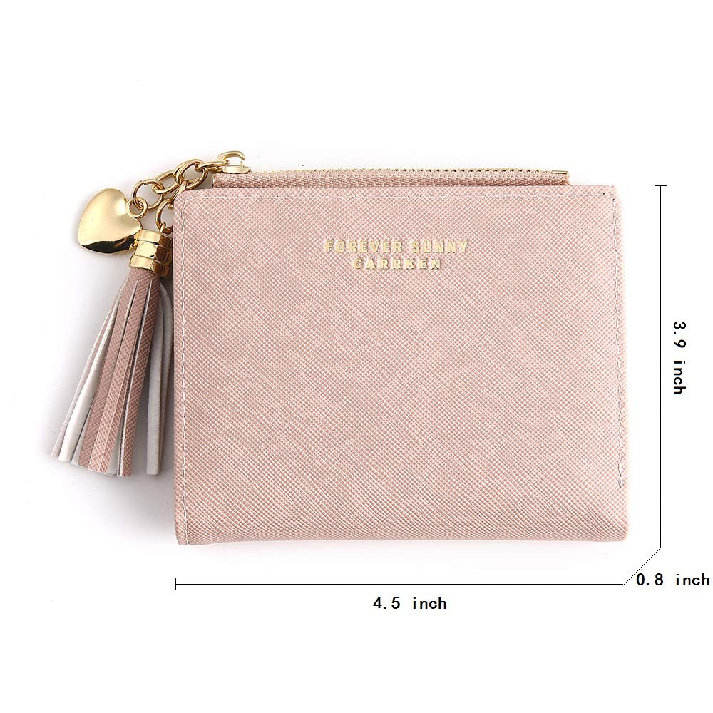 Buvelife Wallet for Women Small Compact Wallet Bifold, RFID Wallet Credit Card Holder Mini Bifold Pocket Wallet (Crosshatch Pink)