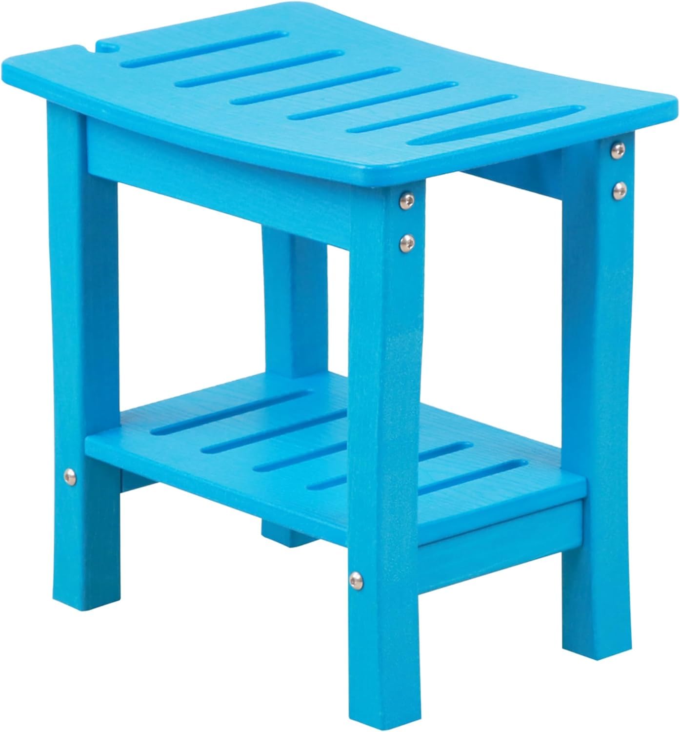 ISYIESA Shower Bench and Stool for Bathrooms: Waterproof, Non-Slip, and Rot-Resistant. Crafted from Plastic Composite HDPE,Equipped with Adjustable Legs and a Shaving Shelf(Pacific Blue)