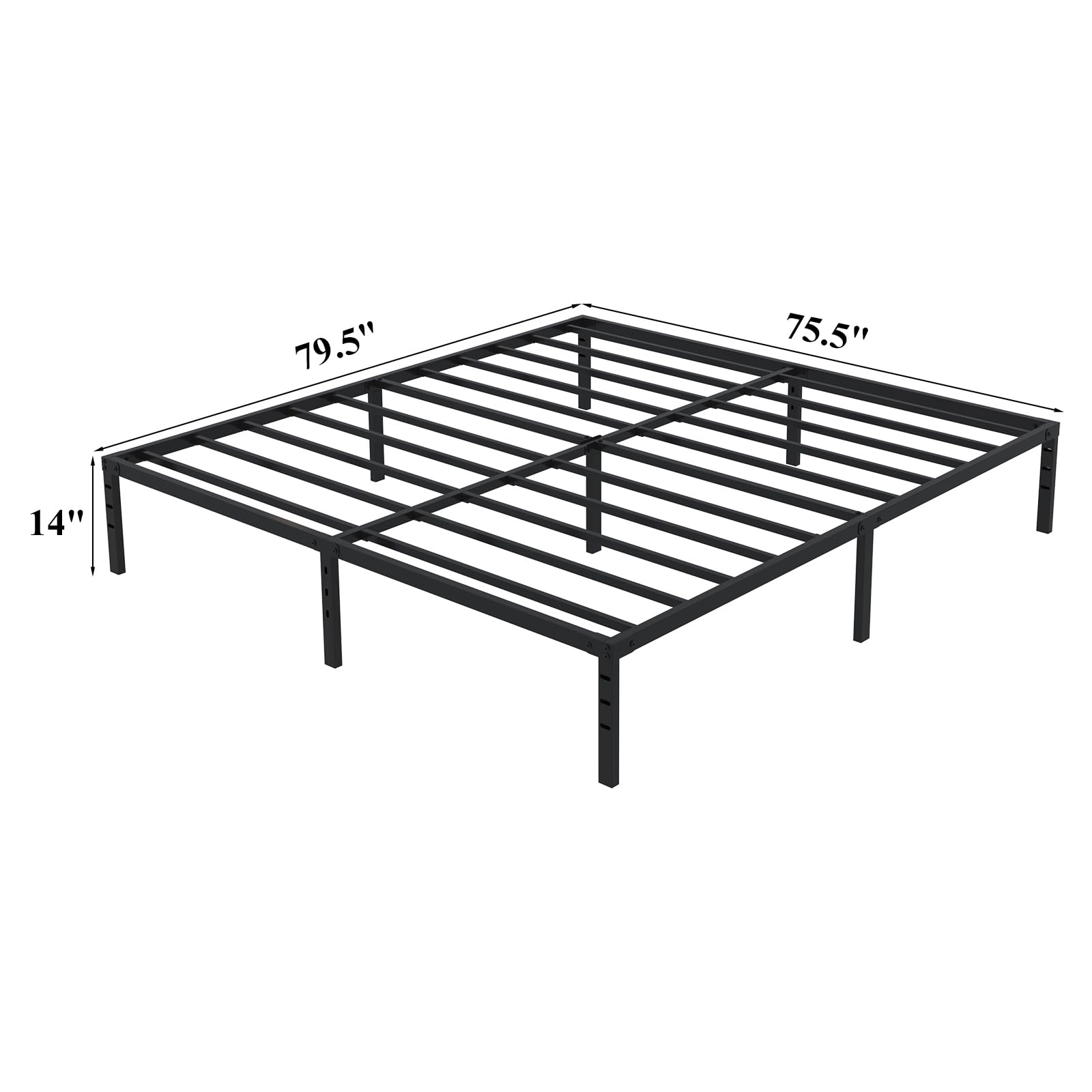 GPDD 14 Inch King Bed Frame Heavy Duty Metal Platform Bed Frame Steel Slat Support King Size, No Box Spring Needed, Easy Assembly, Suitable for Bedroom, Black
