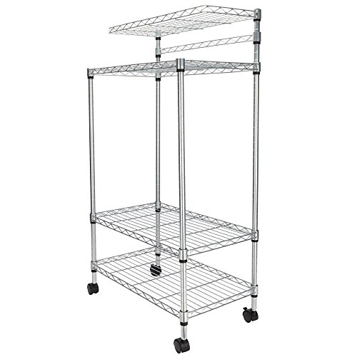 Wire Shelving Unit Adjustable Steel Wire Rack Chrome, Heavy Duty Storage Shelving Unit On 4'' Wheel Casters, Metal Organizer Wire Rack,for Kitchen (4 Tiers - 23.6W x 13.7D x 47.2H)