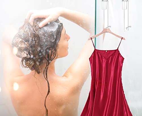 Extended Shower Door Hooks, 2 Pack Over Door Hooks for Frameless Glass Shower Door of Bathroom,Clear Acrylic Towel Hooks for 0.98” Thickness Glass, Extended 7.2 inch