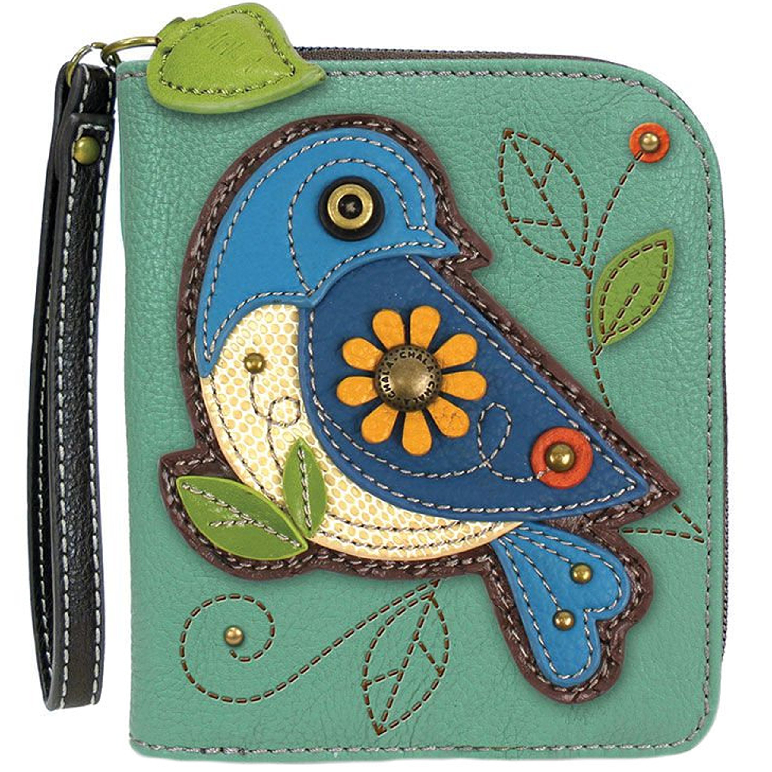 Chala Blue Bird Zip-Around Wristlet Wallet - Bird Lover Bird Accessories