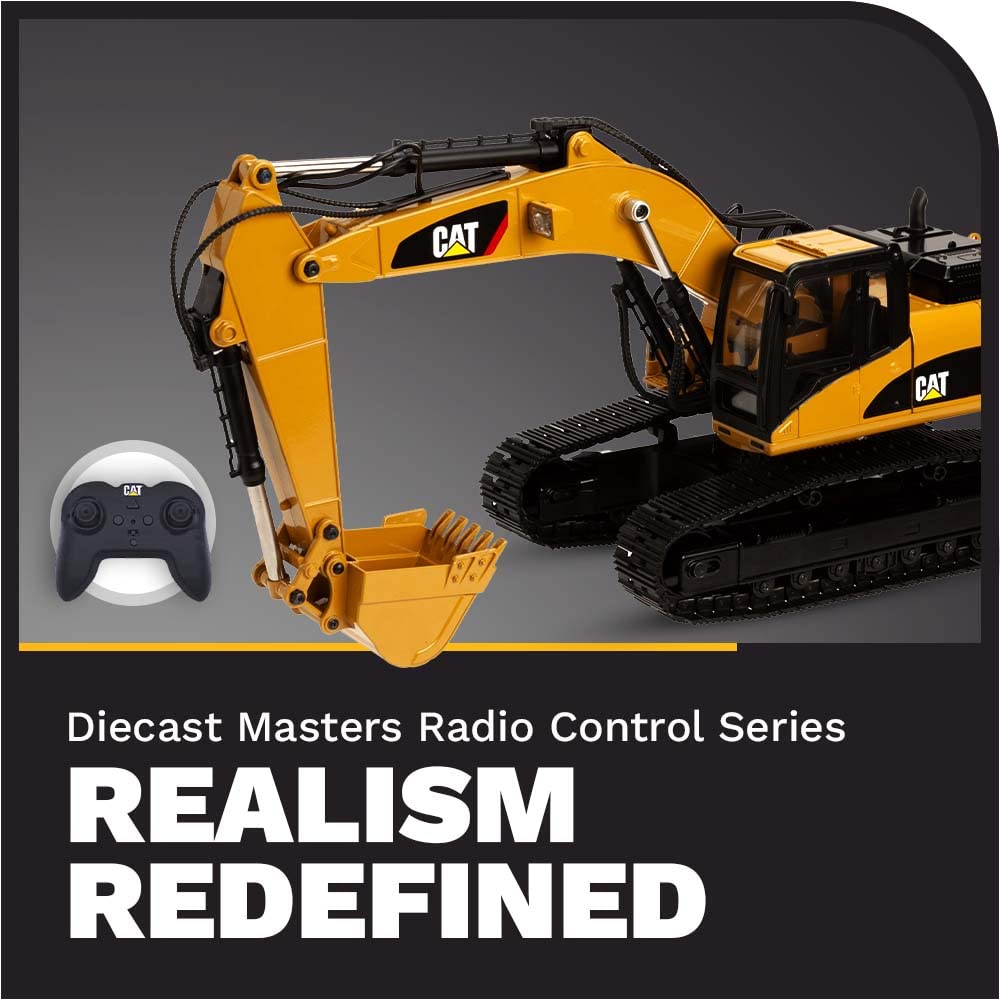 Diecast Masters RC Truck Cat 330D L Hydraulic Excavator | Fully Functional Radio Control Excavator Truck | 1:20 Scale Model Remote Control Truck, RC Caterpillar Trucks | CAT Yellow Diecast Model 28001