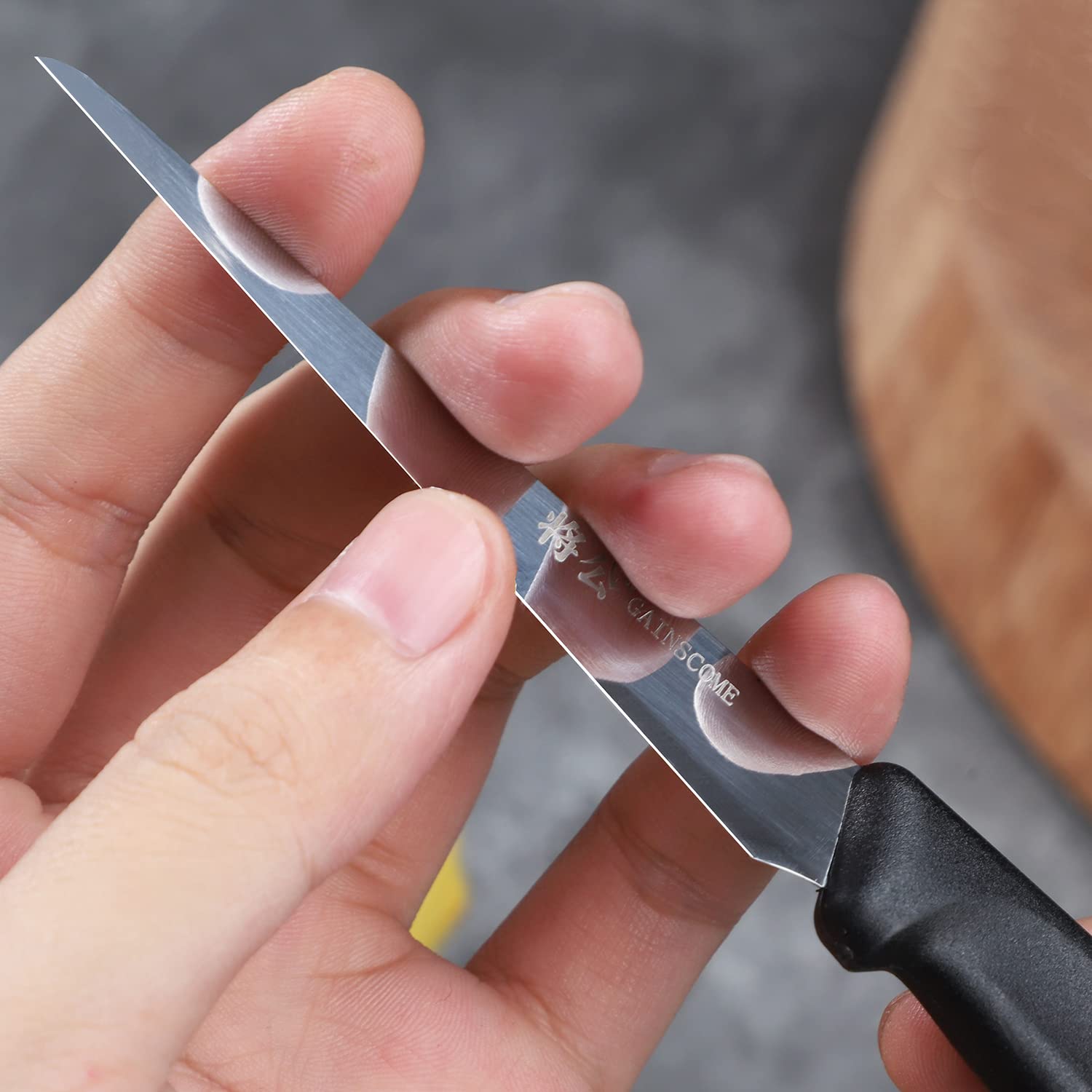 GAINSCOME Fruit Carving Knife Main Knife Super Sharp Stainless Steel Chef Food Carving Tools ABS Material Non-slip Enlarged Handle Mirror Light Process Processing Knife Surface Fruit Paring Knives