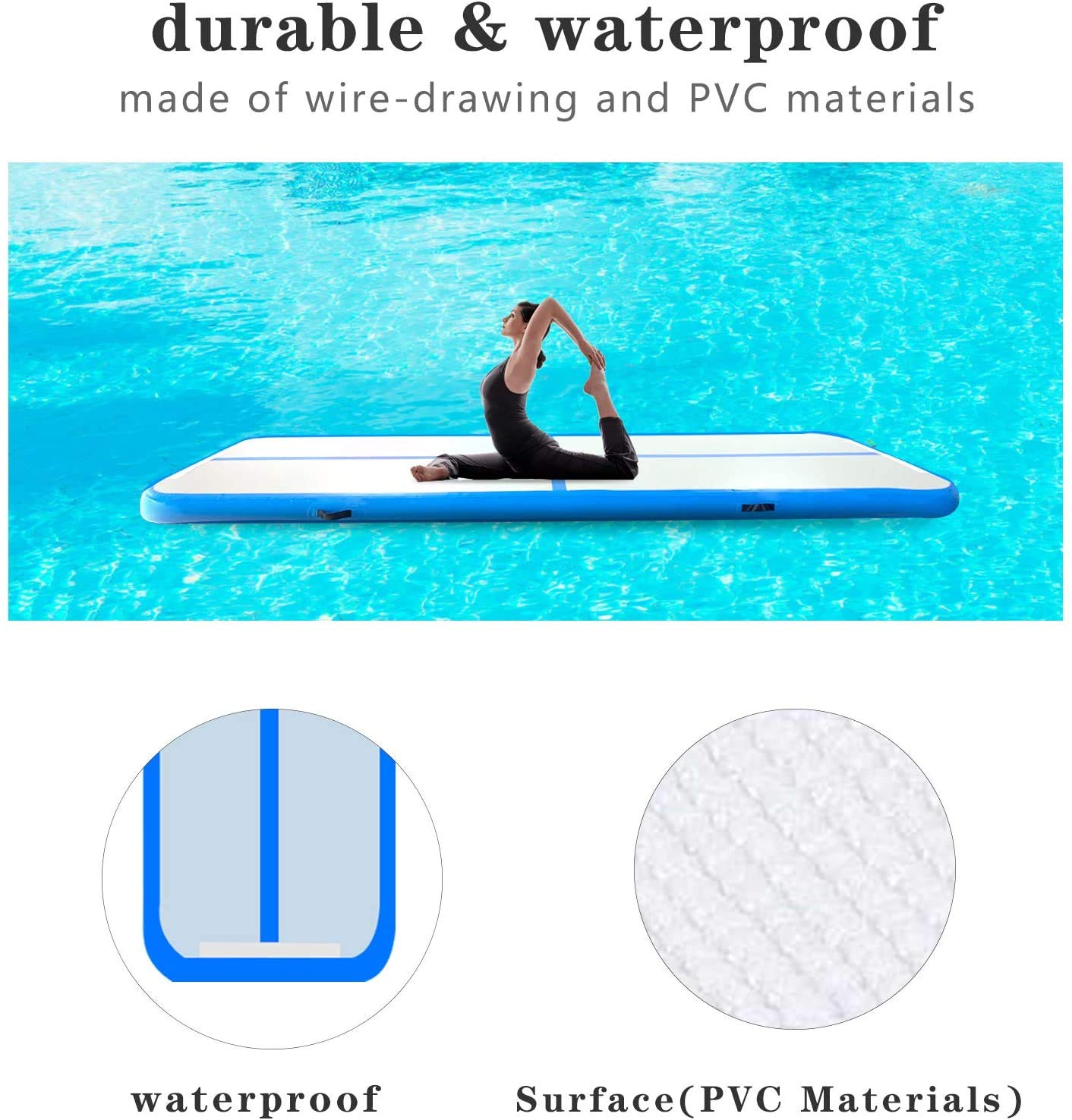 Air Gymnastics Mat Training Mats 10ft/13ft/16ft/20ft Gymnastics Tracks for Home Use/Training (Blue)